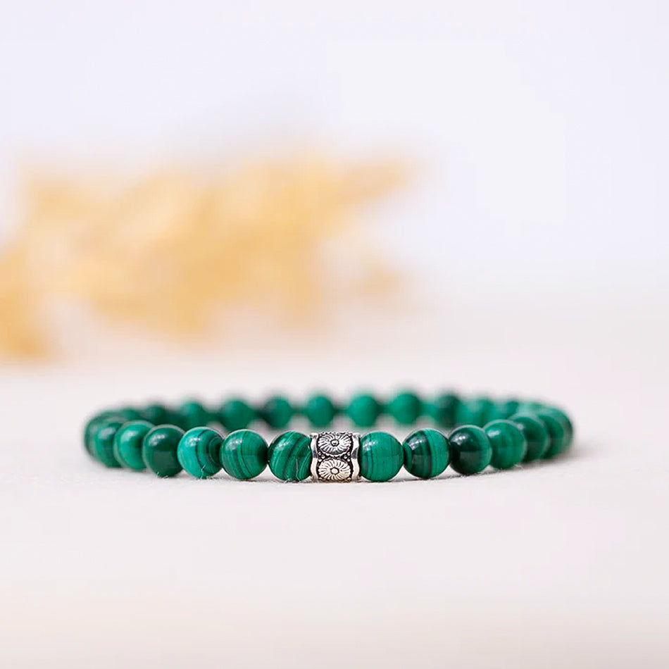 Malachite Gemstone Bracelet - Crystal Bracelet with Sterling Silver ...