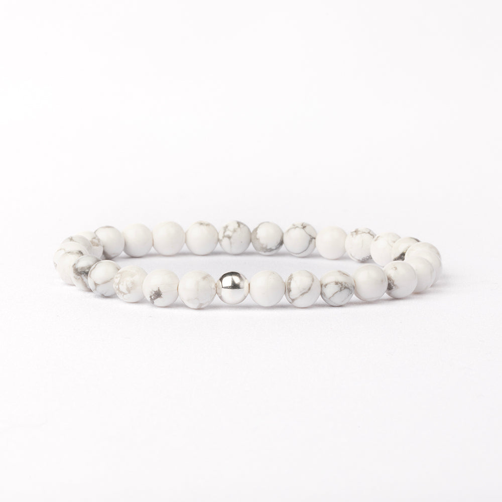 White Howlite Beaded Bracelet – Essential 6mm Gemstone Healing Crystal ...
