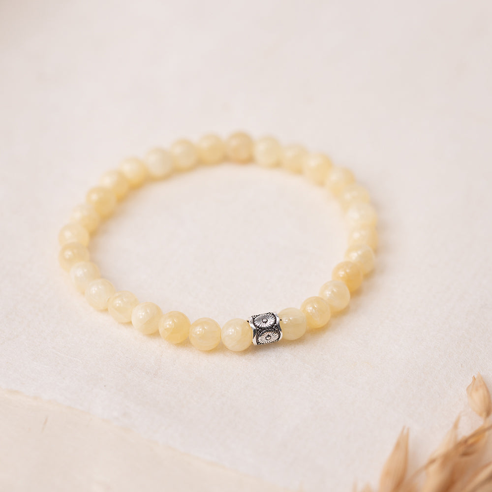 Yellow Calcite Gemstone Energy Bracelet with Sterling Silver Accent ...